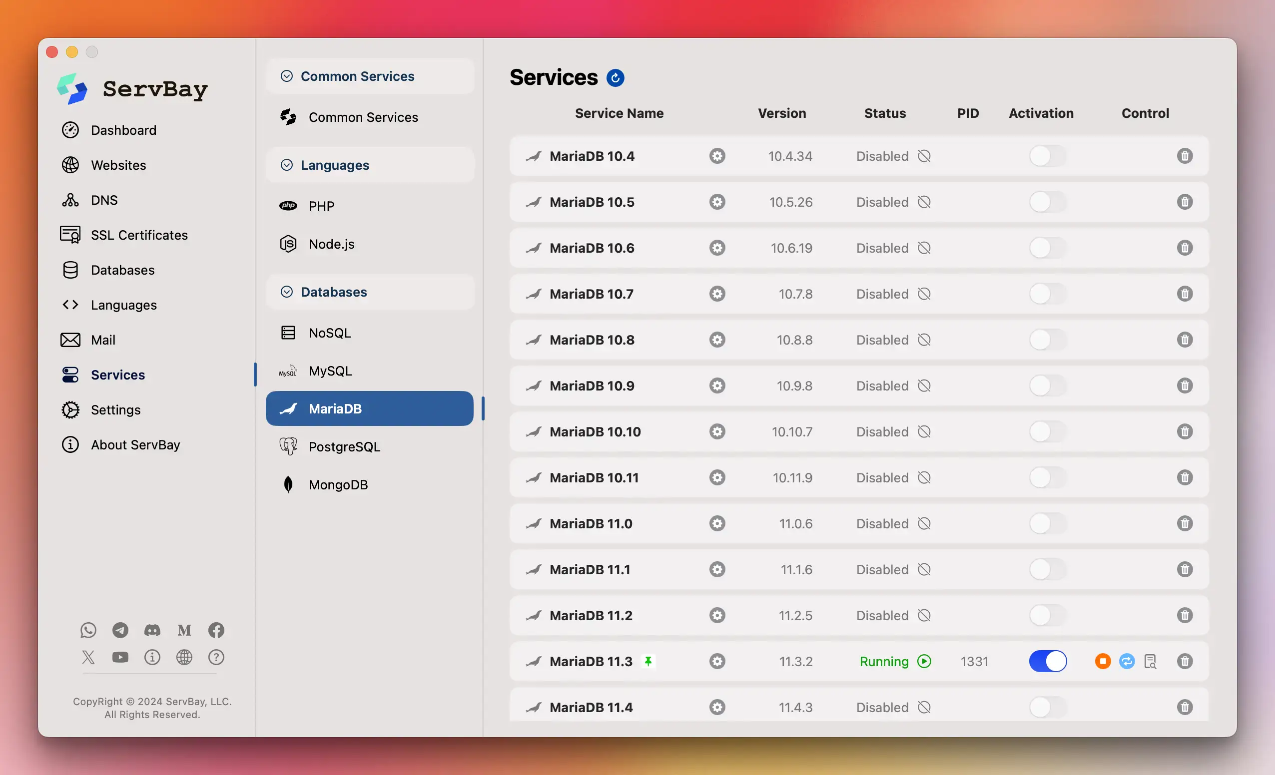 Support For Multiple Databases Servbay The Best Local Php Python Nodejs Mysql Postgresql